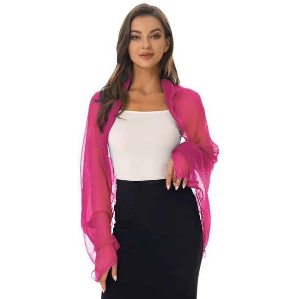 Msemis Womens Chiffon Shawl Shrugs Boleros For Evening Dress Pleated