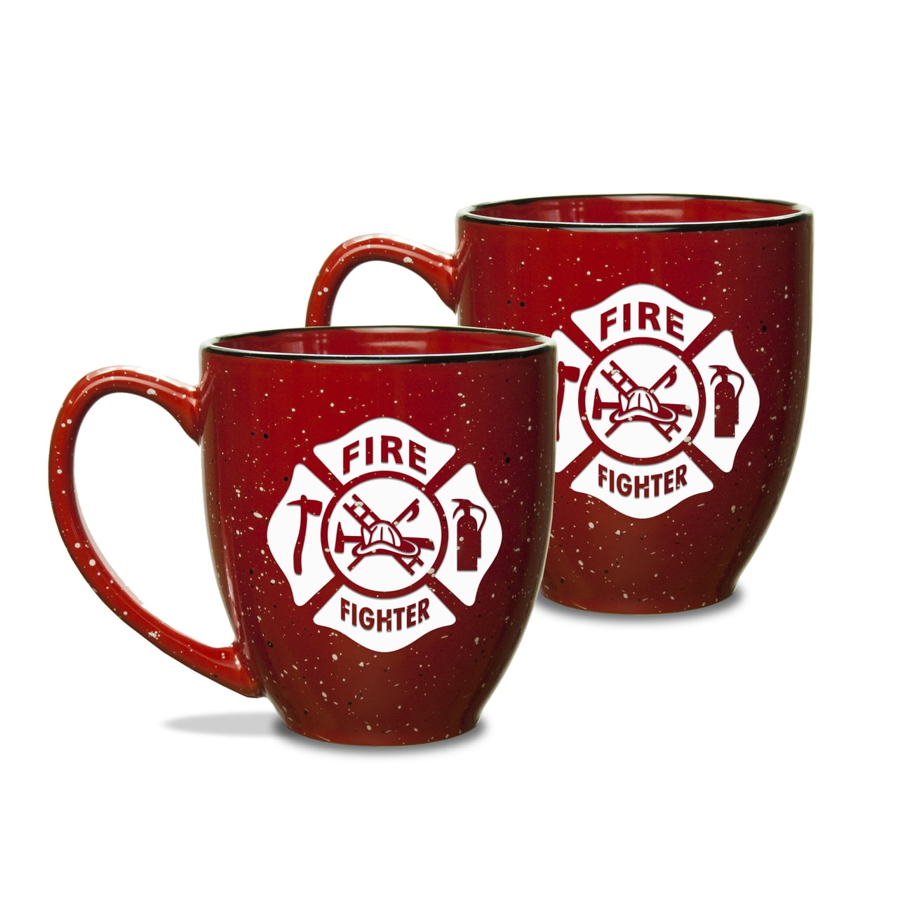 Firefighter 15 oz Red Bistro Mug - Set of 2 - Walmart.com