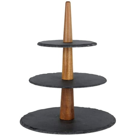 3 in 1 Cake Stand Natural Slate Round Rough Edges Display, Cupcake ...