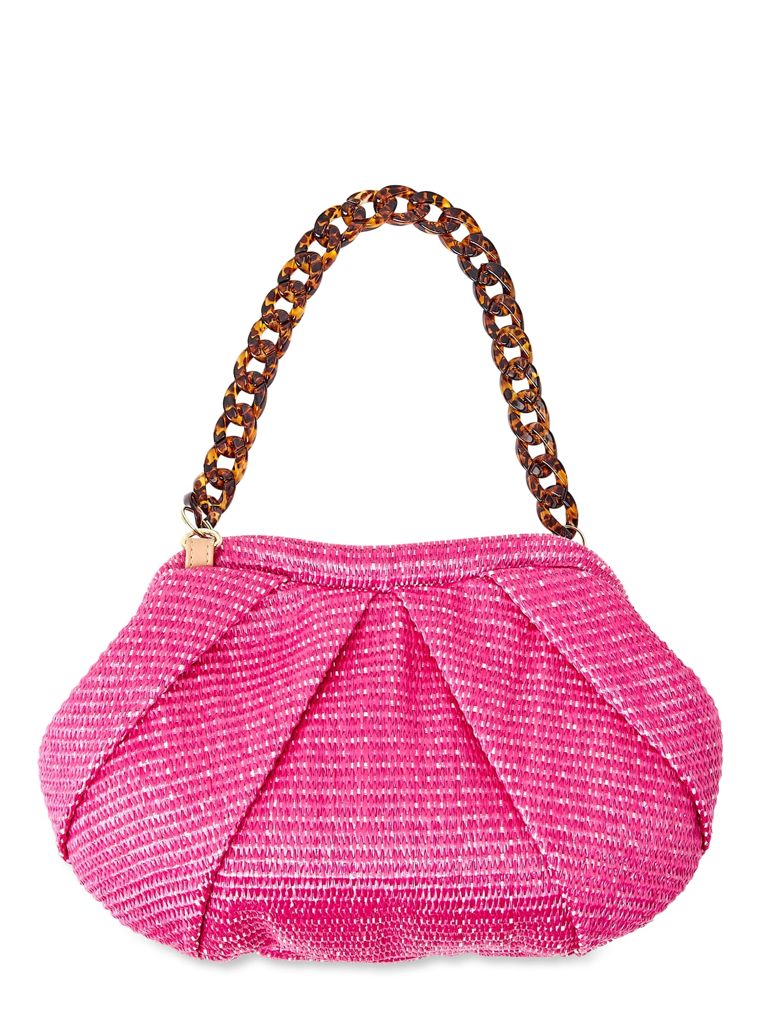 Twig & Arrow Women's Adult Woven Braided Handle Handbag Pink - Walmart.com