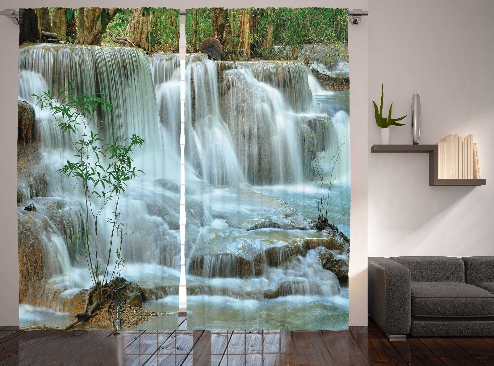 Waterfall Colorful Bedroom Living Room Curtains 2 Panels Set 108x90 ...