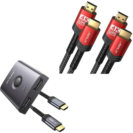 HDMI Cable 4k 6ft [2-Pack,Red] +HDMI Switch 2 in 1 Out Grey | Walmart ...