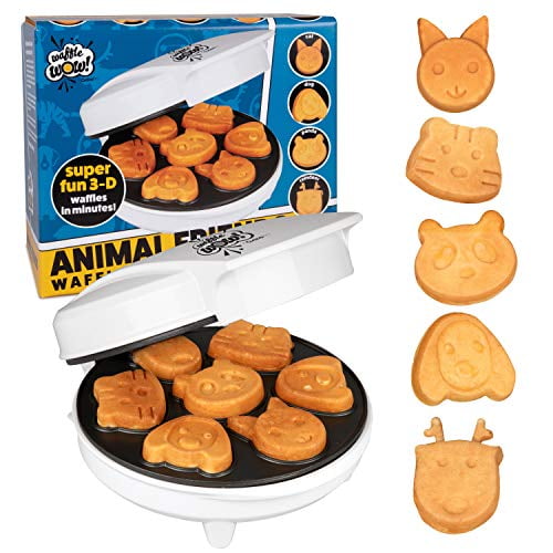 Waffle Wow! Animal Mini Waffle Maker- Makes 7 Fun, Different Shaped ...