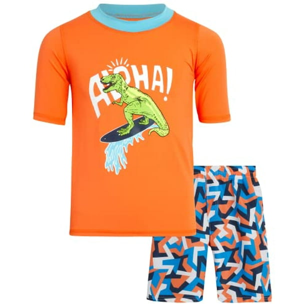 Sweet Soft Boys Rash Guard Set - UPF 50 2-Piece Short Sleeve Swim Shirt ...