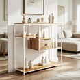 40" Narrow Console Table, Modern Sofa Table with Open Storage Shelves ...