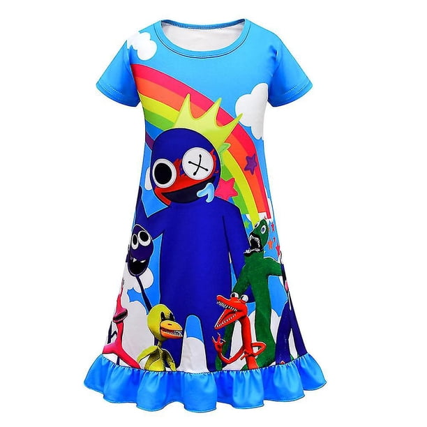 5-9 Years Girls Rainbow Friends Pajamas Dress Short Sleeve Nightdress ...