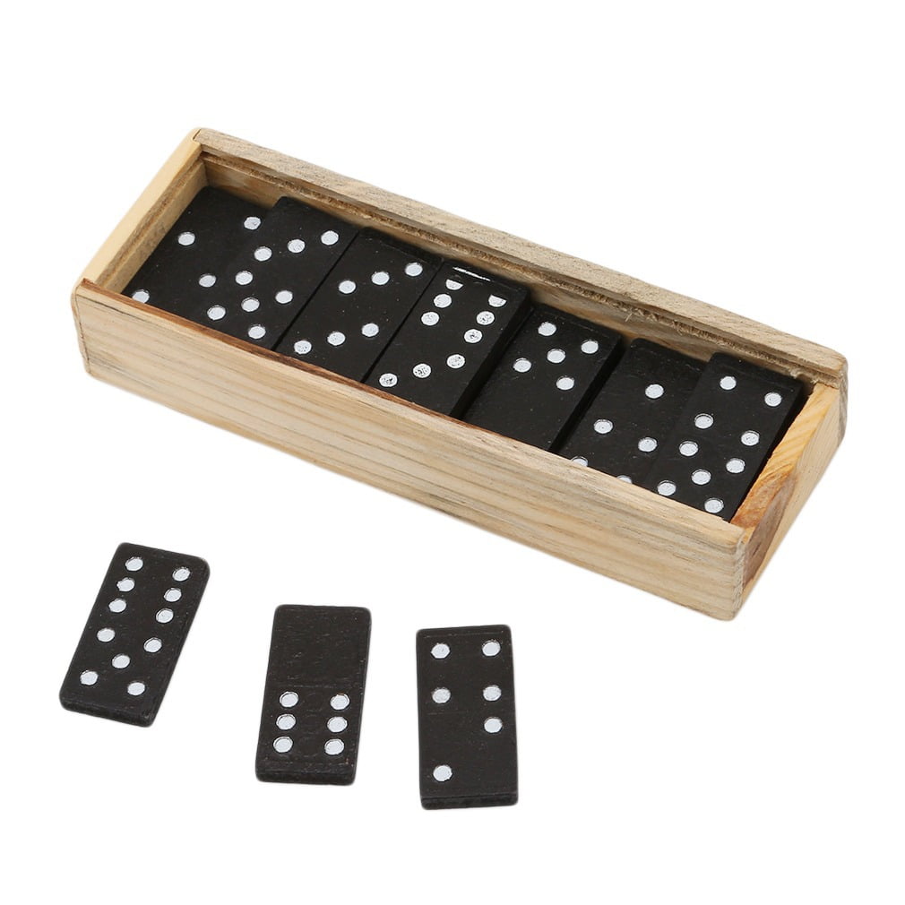 Juego de Dominó Tradicional - 28 piezas más Caja de Madera y tapa ...