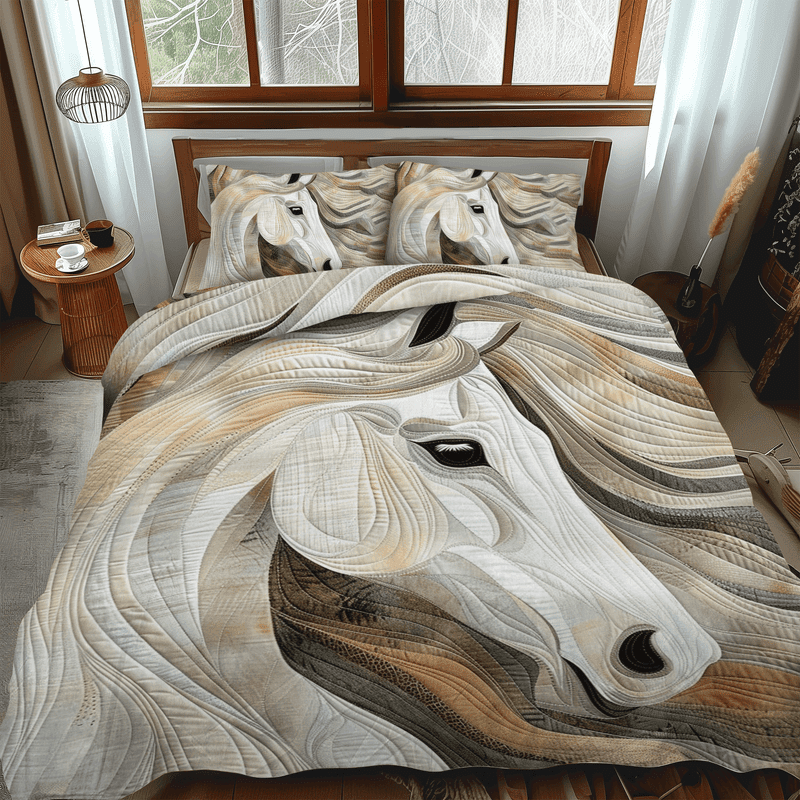 Artistic White Horse 3-Piece Quilted Doona Cover Ncu0Pd335 - Walmart.ca