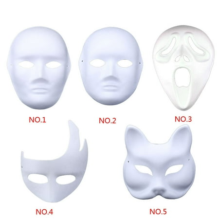 DIY White Mask Halloween White Plain Full face masquerade mask Paper ...