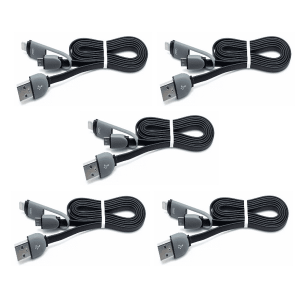 10 Pack 2 IN 1 USB Charging Cable Lightning + Micro USB - Walmart.com ...