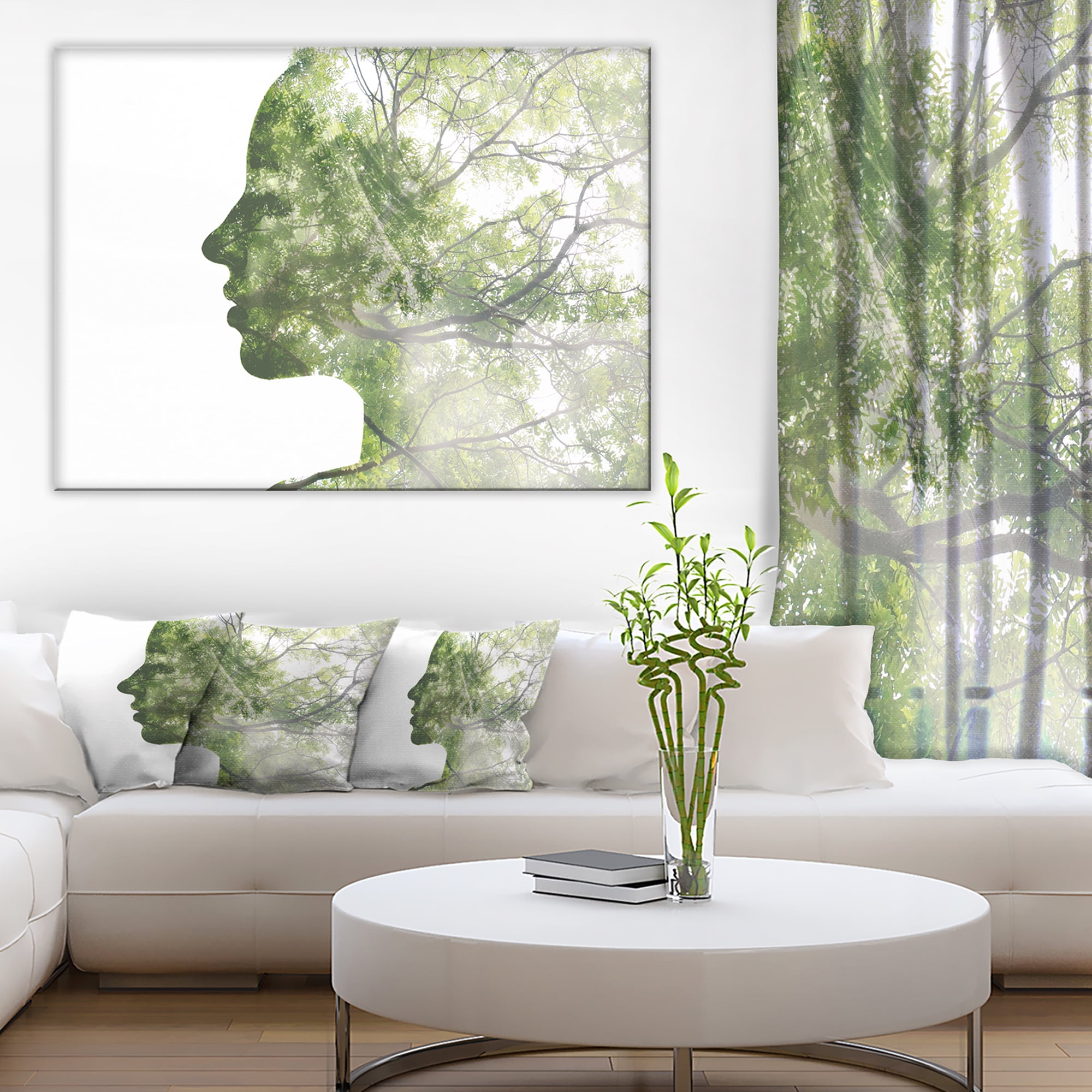 Click here for Designart Lady Combined With Green Tree - Portrait... prices