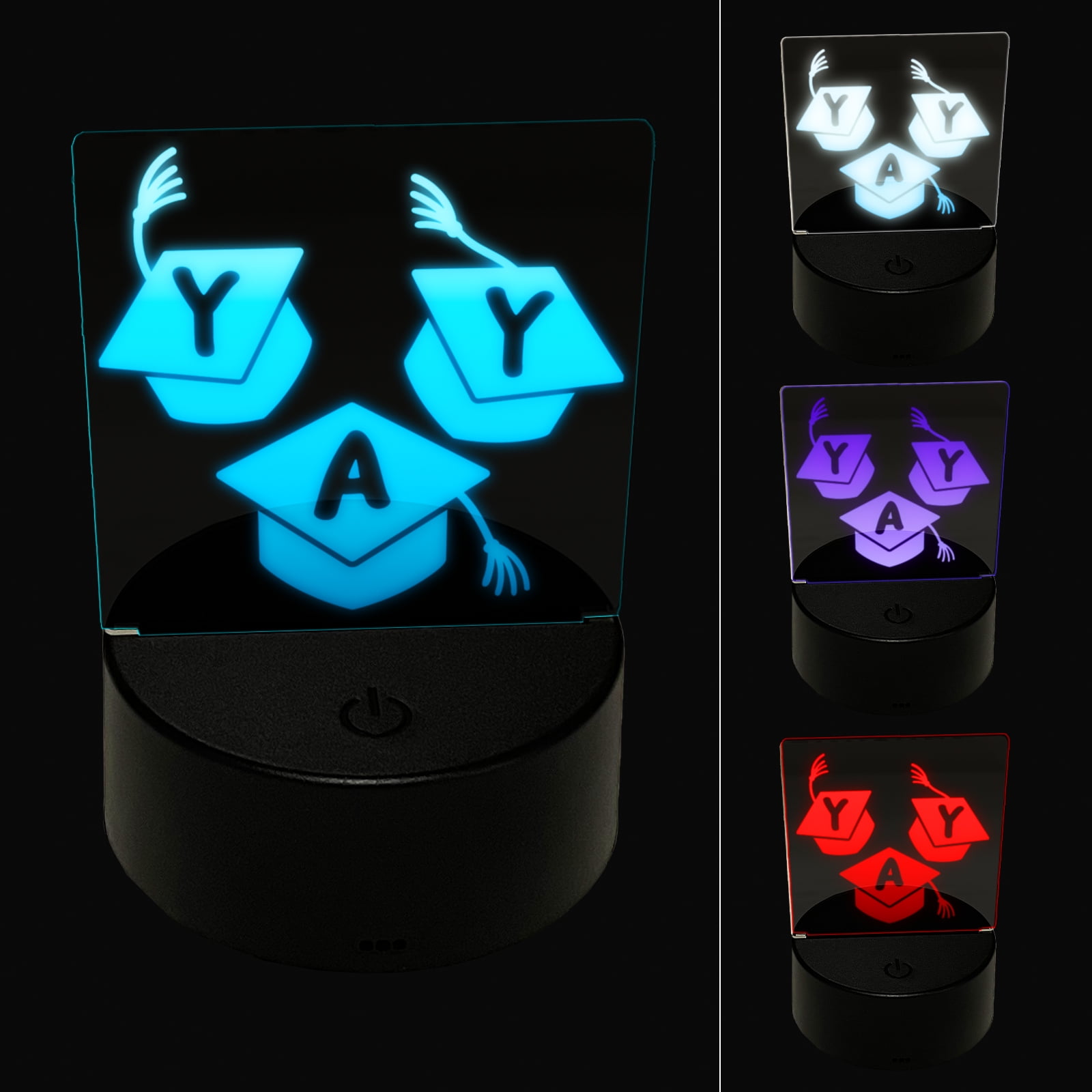 Graduation Caps Yay Graduate Congratulations LED Night Light Sign 3D ...