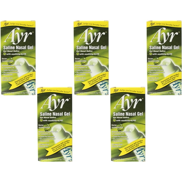 5 Pack- Ayr Saline Nasal Gel with Soothing Aloe 0.50 oz Each - Walmart.com