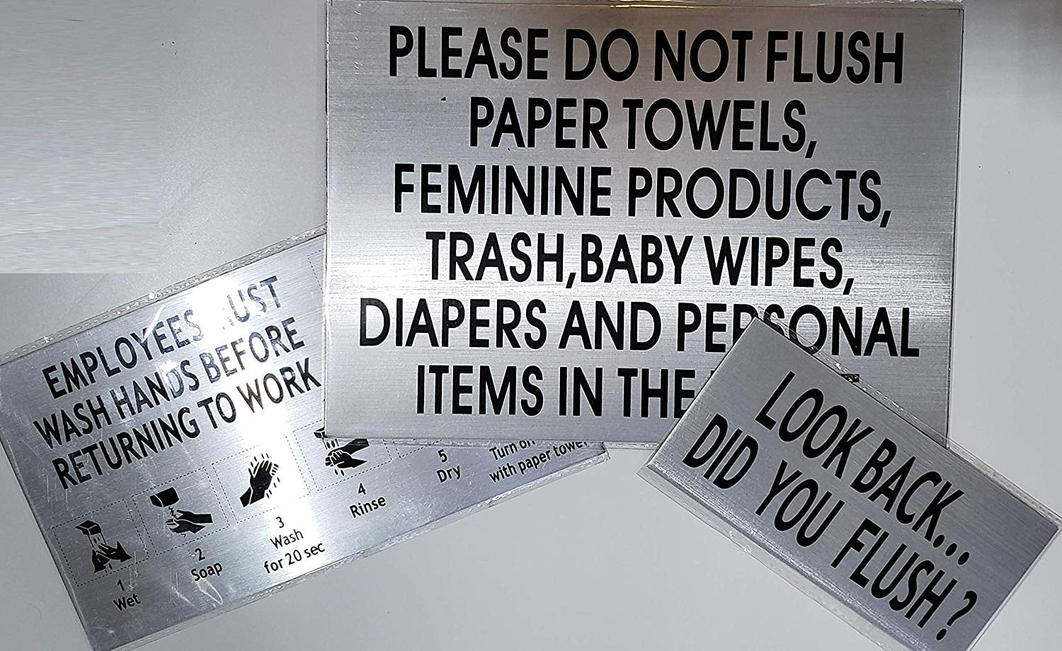 Restaurant Restroom Signs Set (Brush Aluminium, 3 Signs !!!) - Walmart.com
