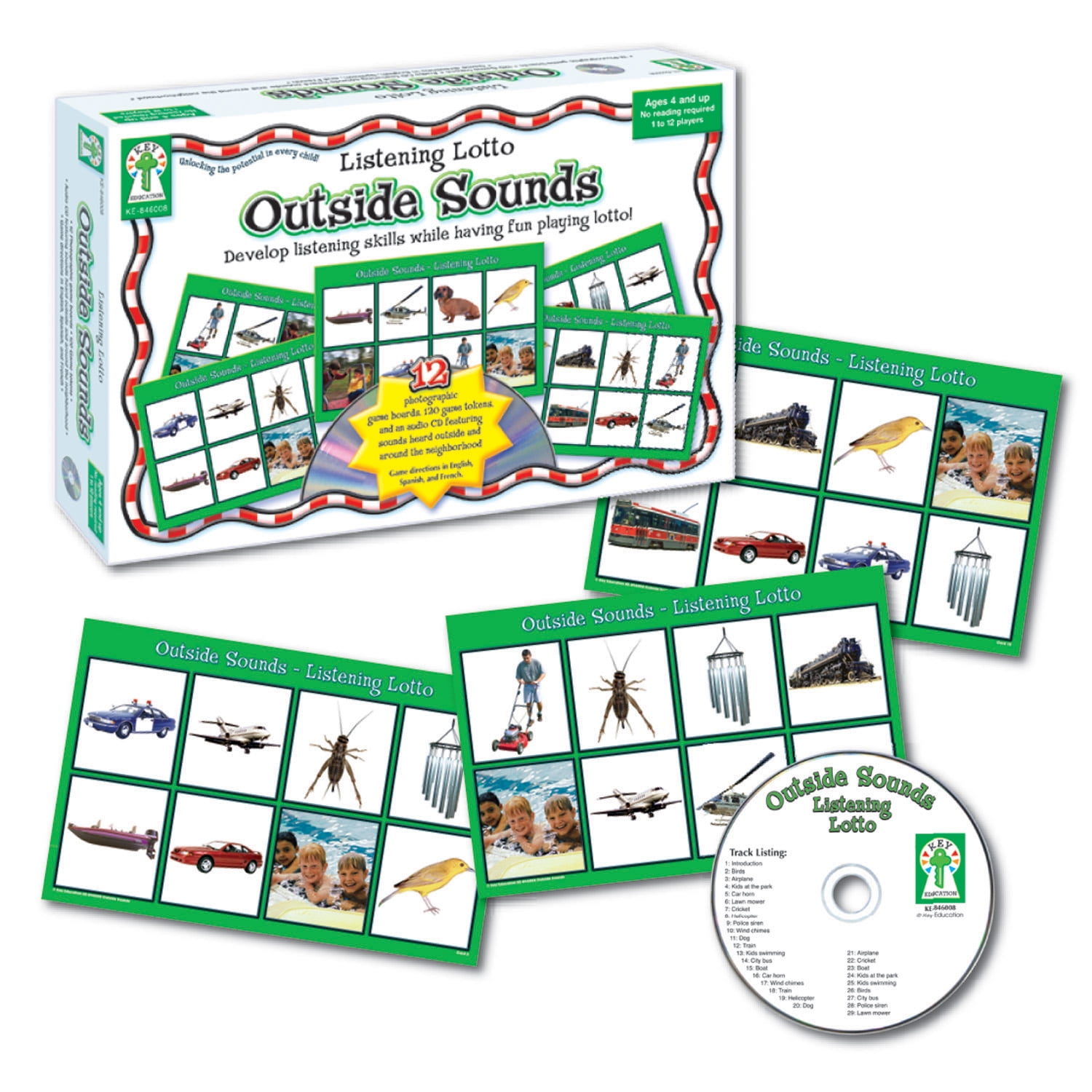 Key Education Listening Lotto: Outside Sounds Board Game, Grade PK-1 ...