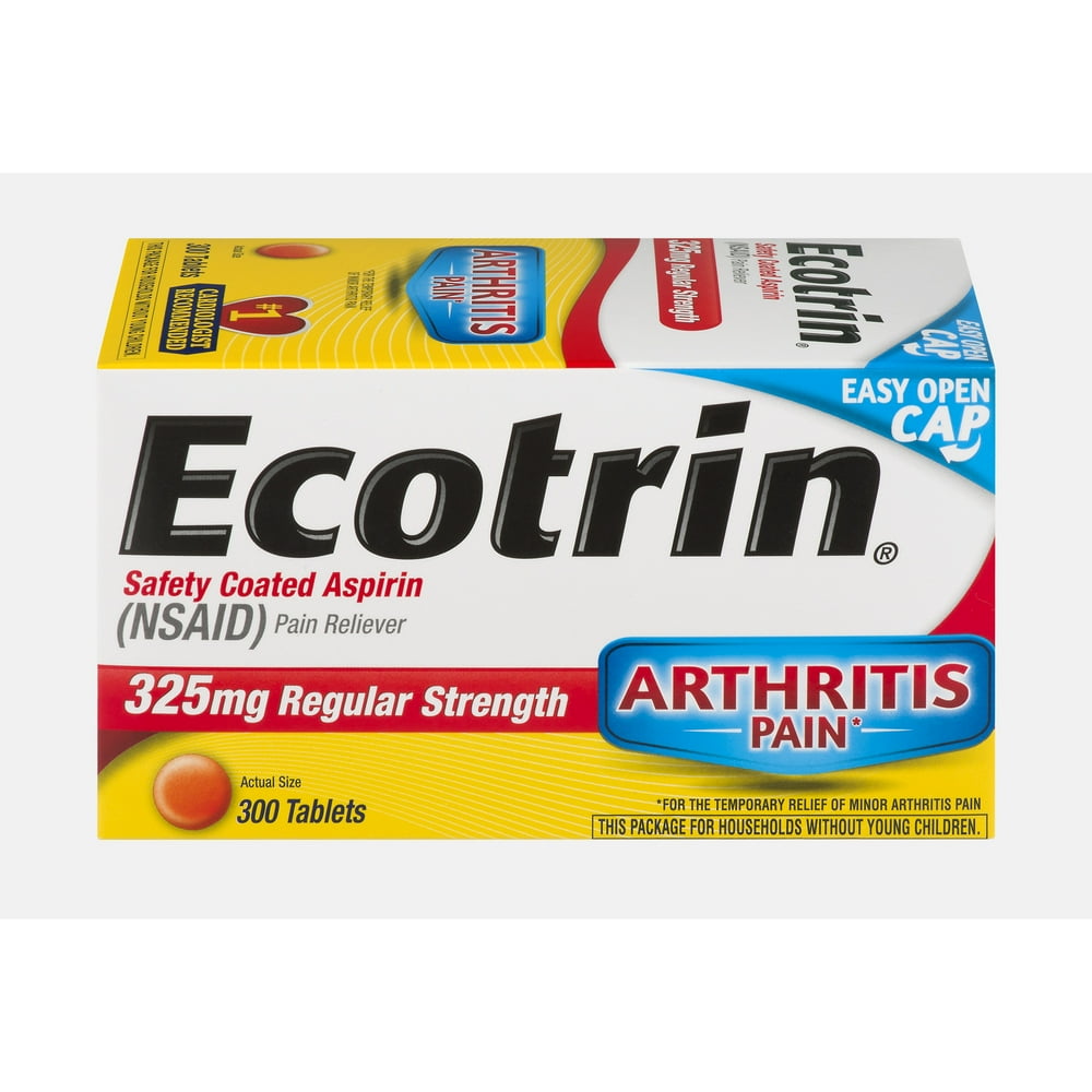 Ecotrin Regular Strength Safety Coated Aspirin, Arthritis Pain, 300 ...