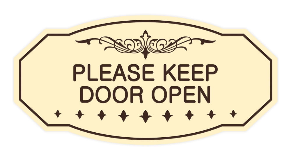 Victorian Please Keep Door Open Sign (Ivory/Dark Brown) - Small ...