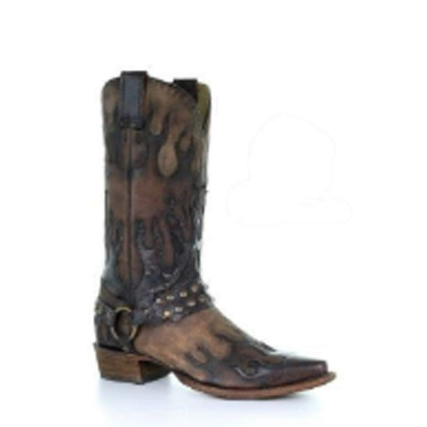 Corral Boots - CORRAL Mens Taupe Harness Flames Overlay Western Boot ...