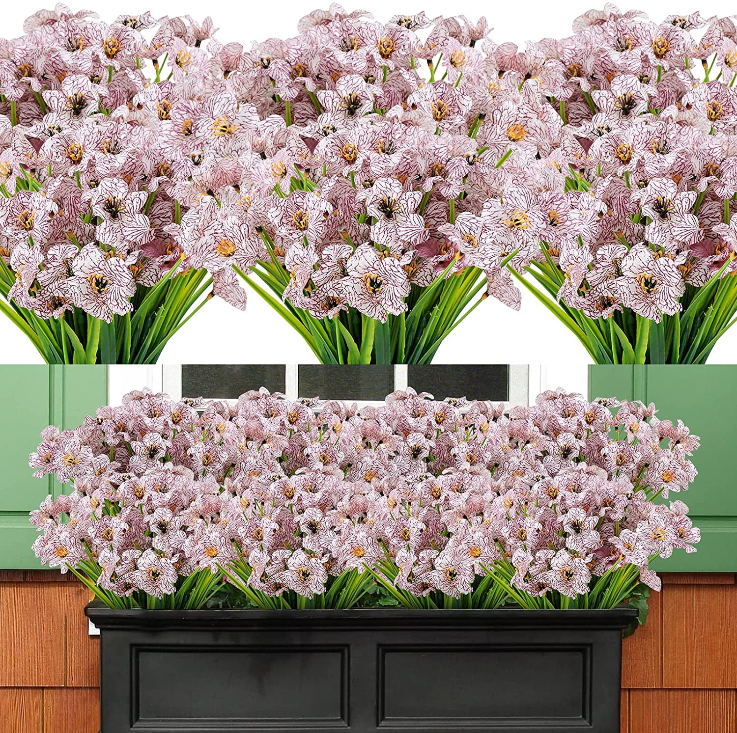 Visland 12 Bundles Artificial Outdoor Flowers UV Resistant Fake Flowers ...