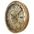 Yosemite Home Decor Large Gilded Round Metal Gear Wall Clock in Gold ...