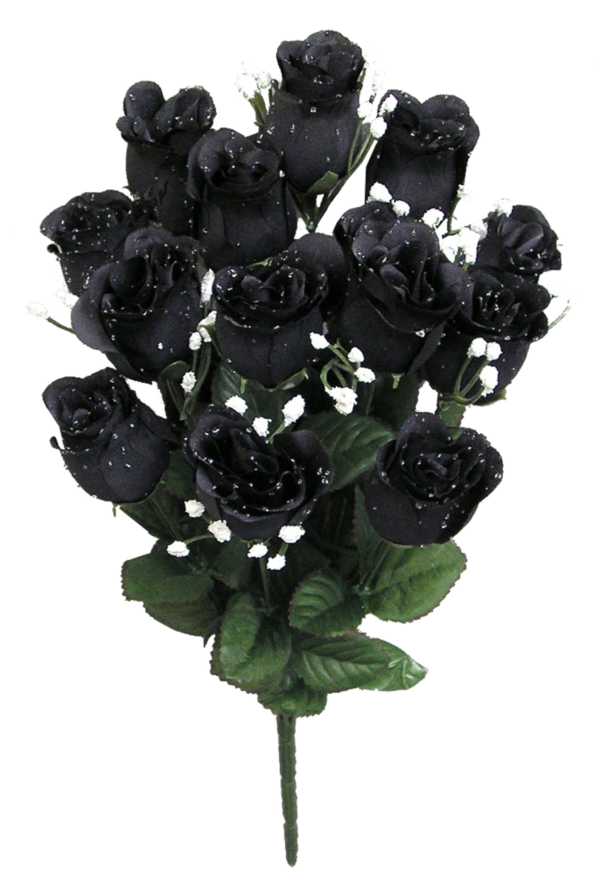 Admired By Nature 14 Stems of Blossoms Rose Flower Bush, Black ...