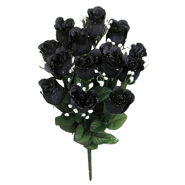 Admired By Nature 14 Stems of Blossoms Rose Flower Bush, Black ...
