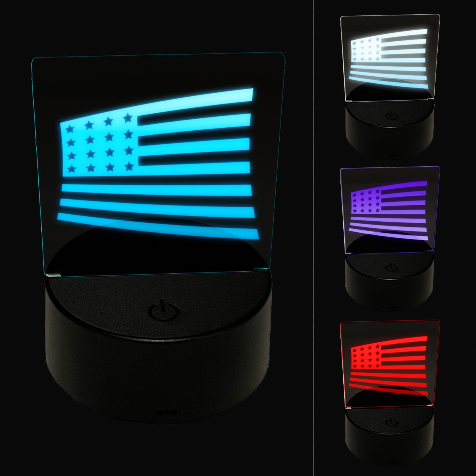 USA United States of America Flag Fun LED Night Light Sign 3D Illusion ...