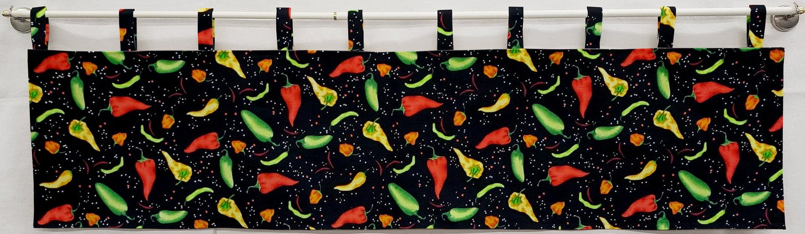 Hot Peppers Tab Top Valances (Unlined) (15 Inch Two Valance Panels ...