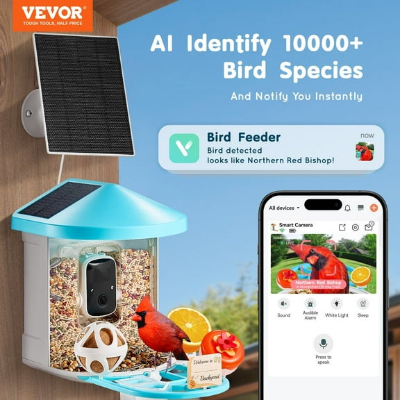 Birdfy Smart Bird Houses for Outside Solar Powered, 1080P HD Live View ...