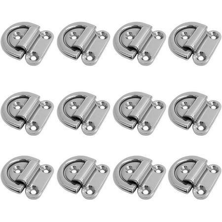 12 PCS 6mm Folding Deck Pad Eyes/Lashing D Ring Tie Down Point Anchor ...