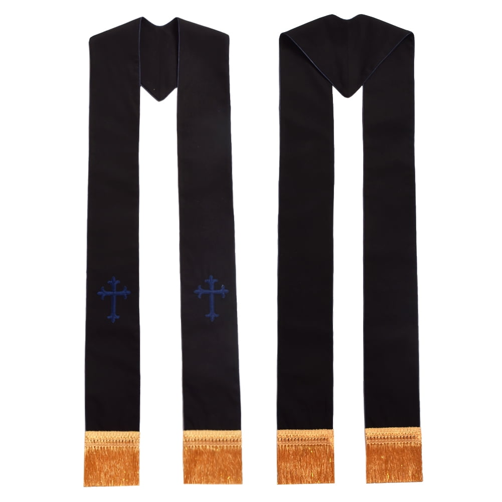 BPURB Church Stole Cross Embroidery Black Stole Church Priest Holy ...