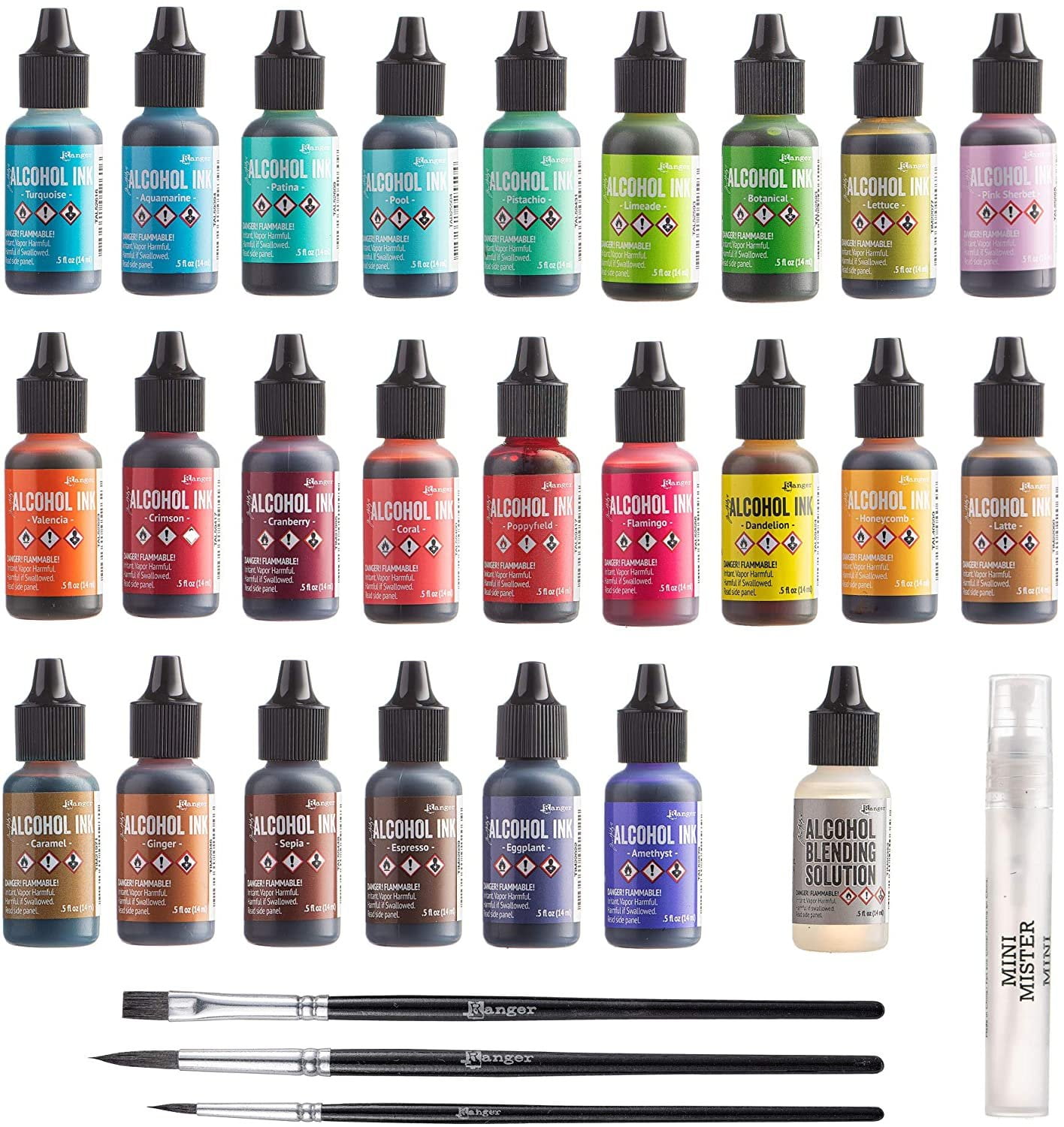 Ranger Tim Holtz Alcohol Ink Set, 24 Pack (Assorted Colors) .5oz ...