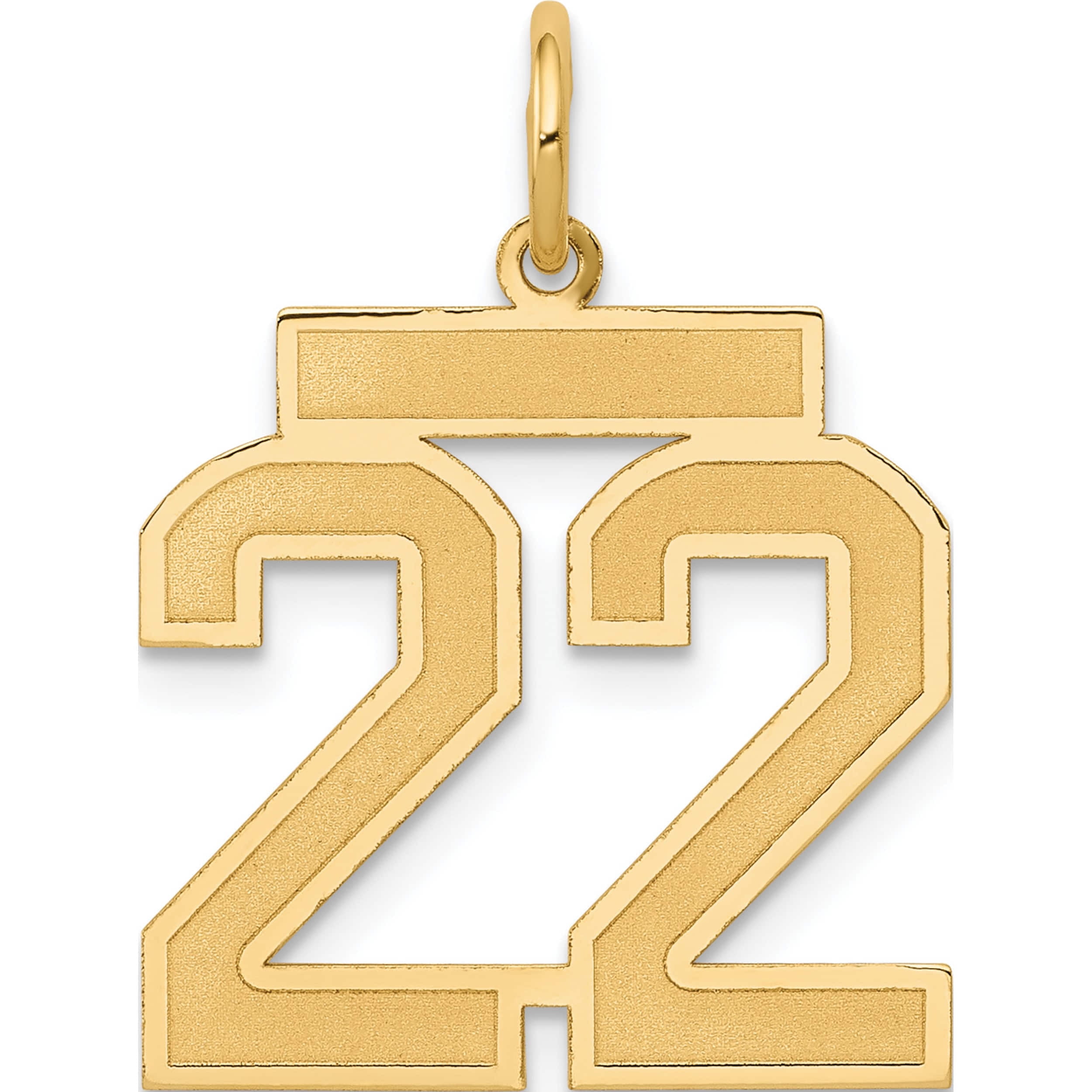 14K Yellow Gold Medium Satin Number 22 Charm Made In United States ...