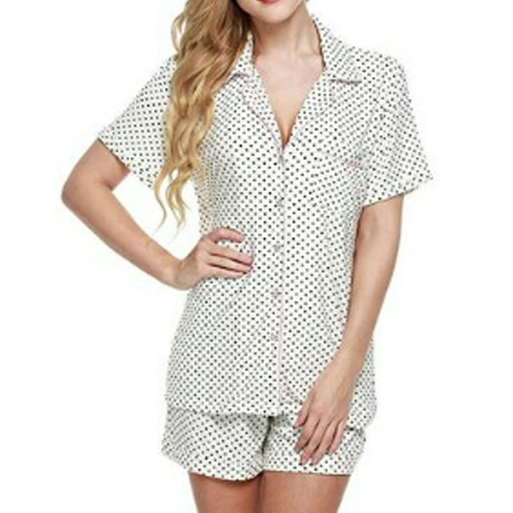 Lioraitiin Womens Summer Pajamas Set Short Sleeve Button Down