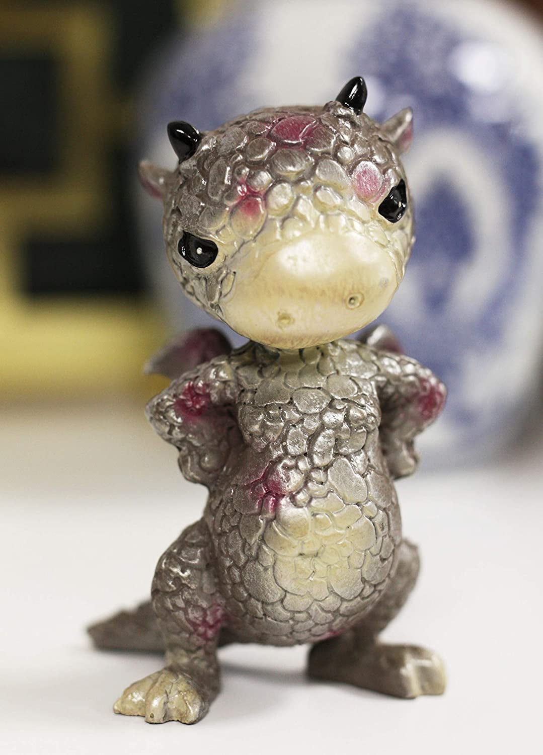 Ebros Small Gray Sulky Wyrmling Baby Hatchling Dragon with Pink Spots ...