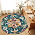 Bohemia Green Area Rug, Retro Boho Ethnic Farmhouse Flower Pattern Non ...