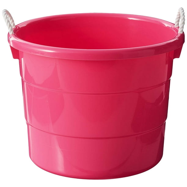 Homz® 18 Gallon Plastic Rope-Handled Storage Tub, Pink, Set of 2 ...