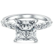 Pompeii3 3Ct Princess Cut Diamond Solitaire Engagement Ring 14k Gold Lab Grown Square Shaped ...