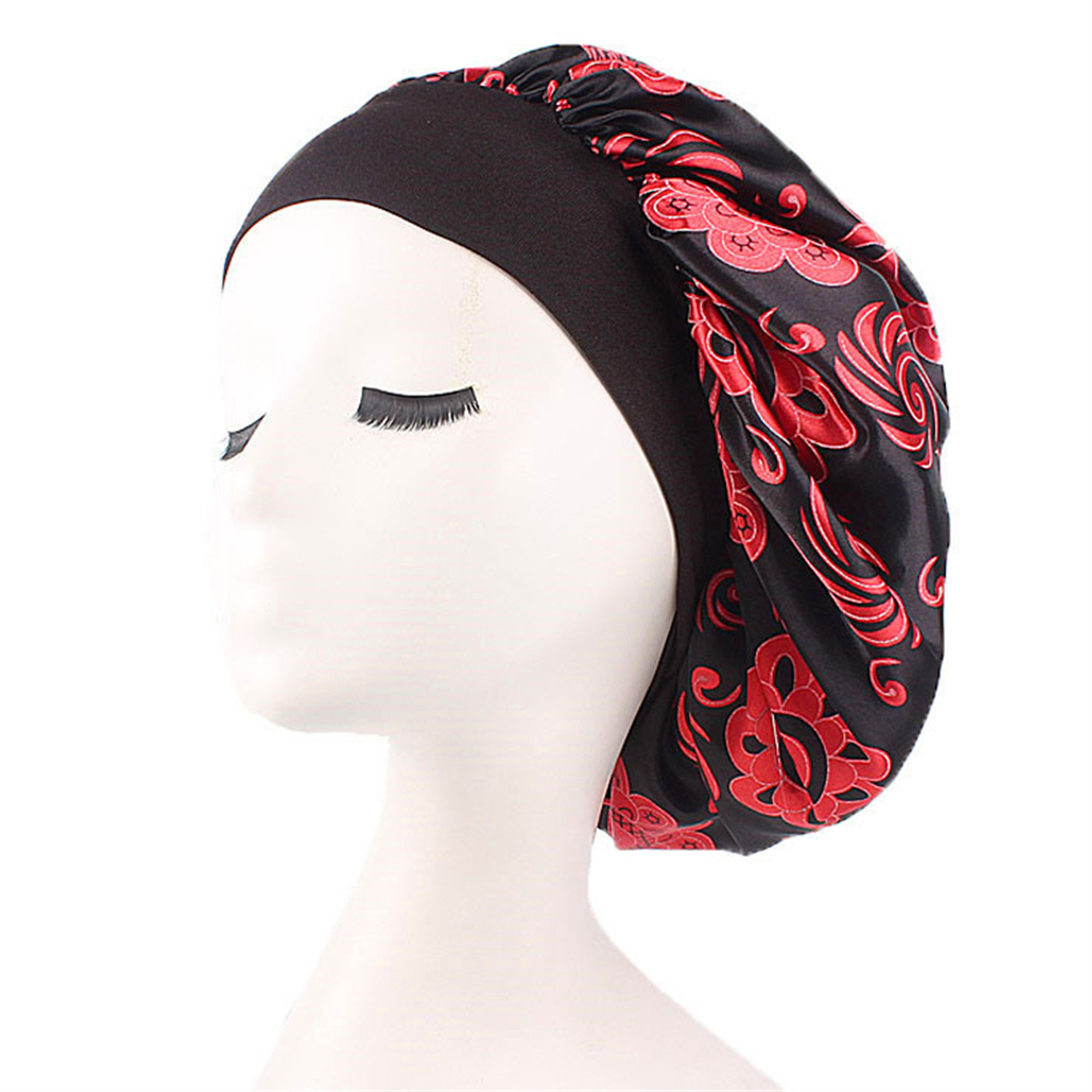Pfysire Women Satin Silk Cap Bonnet Head Cover Wide Elastic Band Turban ...