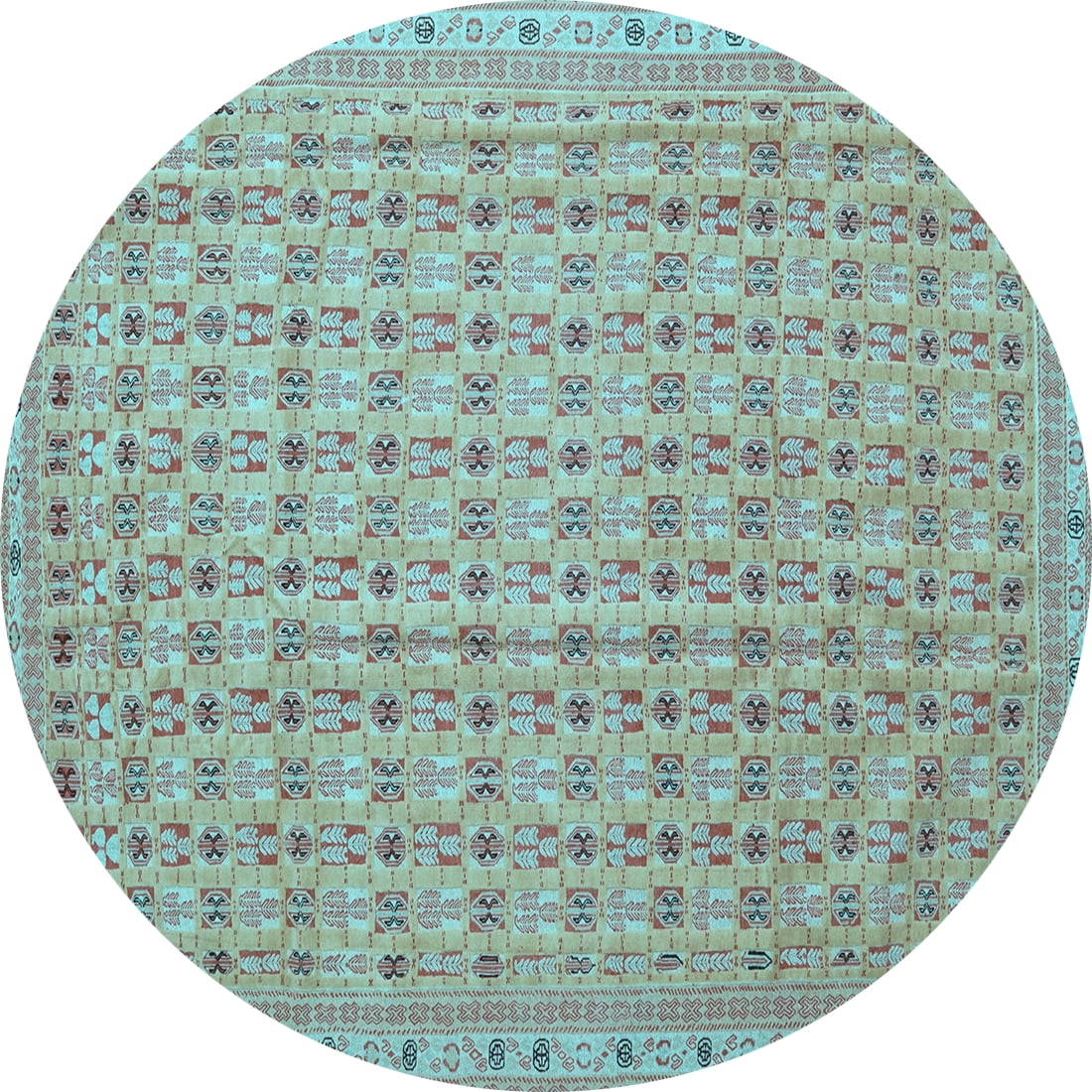 Ahgly Company Indoor Round Abstract Light Blue Contemporary Area Rugs ...