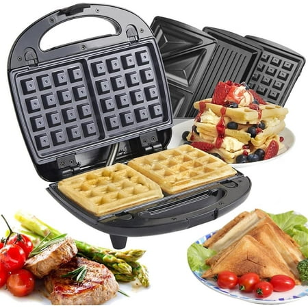 700W Appliance 5 in 1 Waffle, Toaster 3 plate Stainless steel multi ...