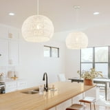 Topbuy Paper Pendant Light Fixture Round Hanging Ceiling Light with ...