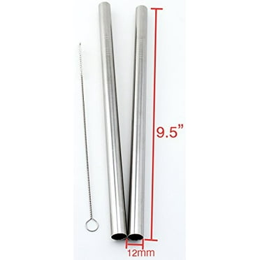 4 SUPER WIDE Stainless Steel 9.5" Long x 1/2" Wide Drink Straw Smoothie ...