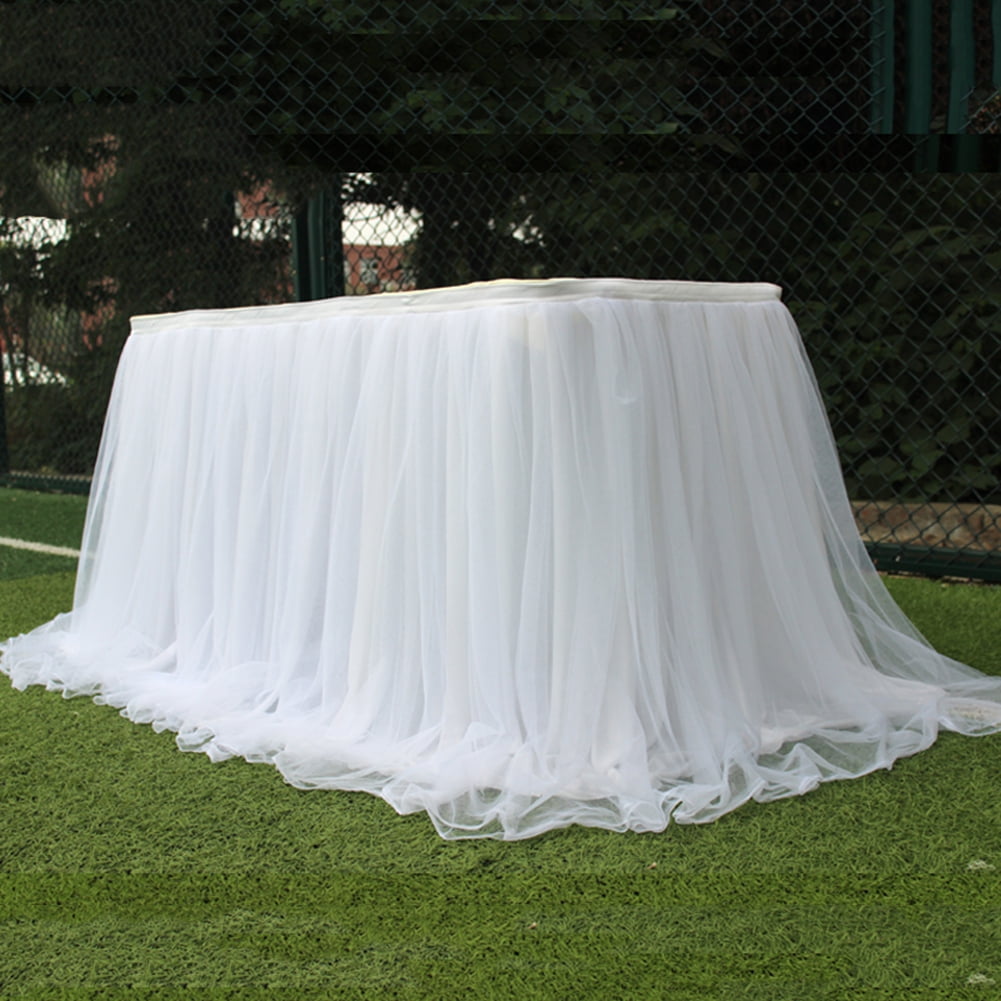 Tulle Table Skirt for Rectangle or Round Tables Skirt White Ruffle ...