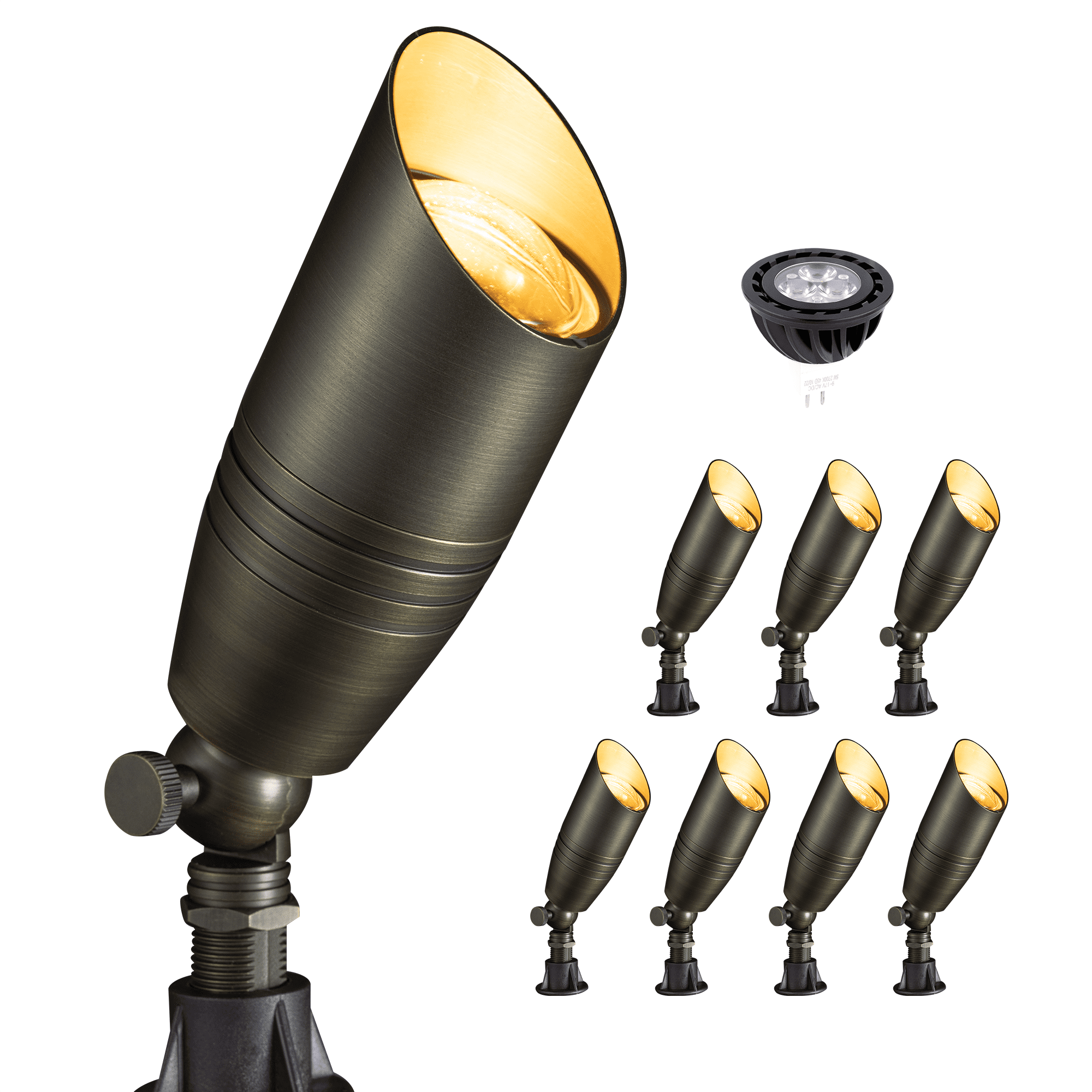 Gardenreet Brass Spotlight, 12V Low Voltage Outdoor LED Light, 8 Pack ...