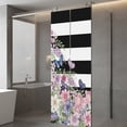 Butterfly Flower Window Privacy Film, Watercolor Pink Rose Floral Black ...