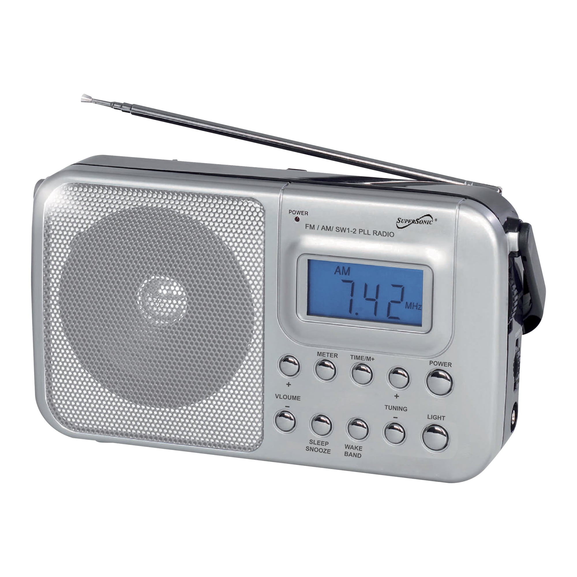 Supersonic SC-1091 Portable 4-Band AM/FM/SW 1-2 Radio  SC-1091 - Silver