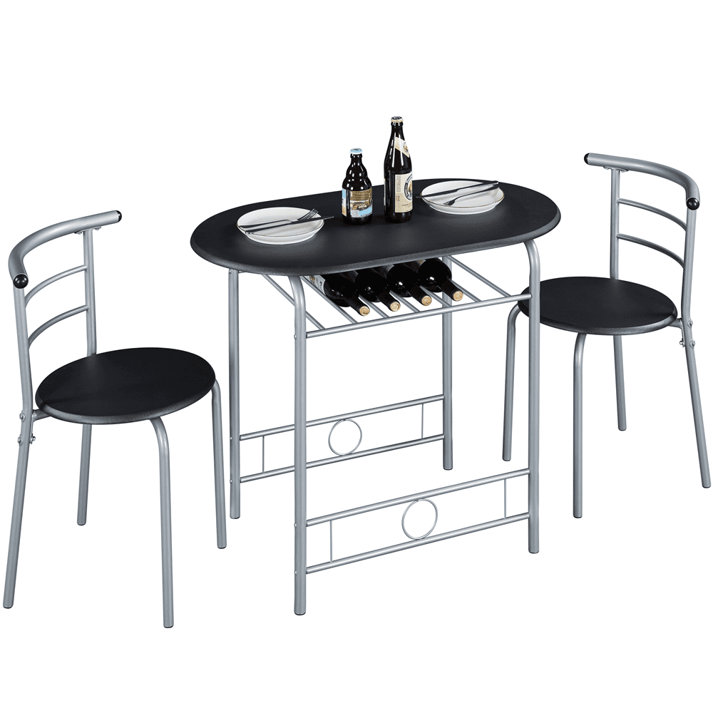 Topeakmart 3-Piece Modern Round Dining Table Set with Steel Legs ...