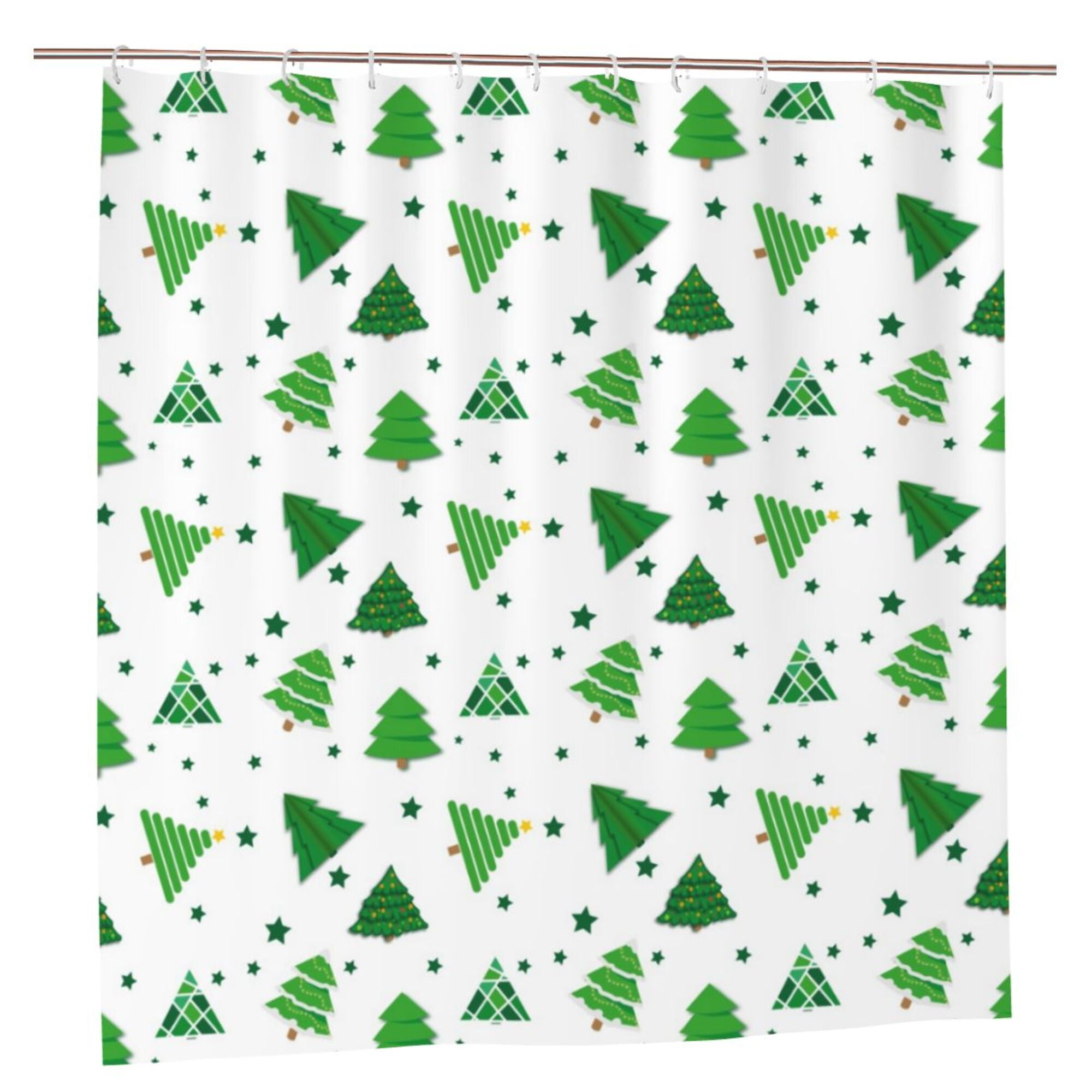 Yfyang Waterproof Bathroom Shower Curtain Green Christmas Tree Pattern