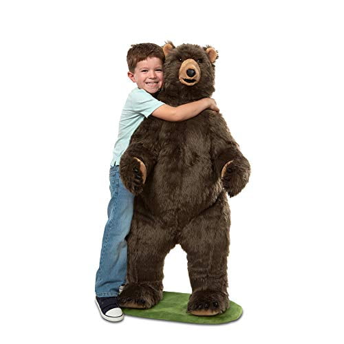 Melissa & Doug Giant Lifelike Plush Grizzly Bear Standing Stuffed ...